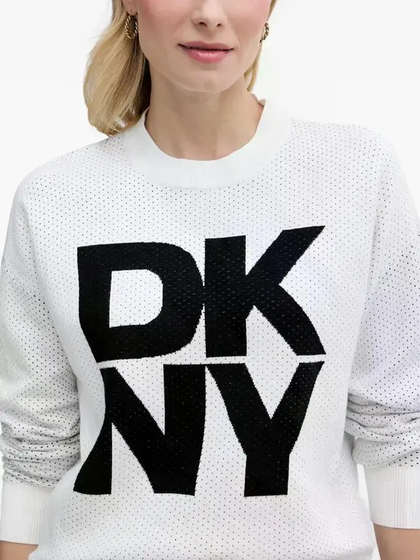 Dkny Logo-detail Perforated-knit Sweater