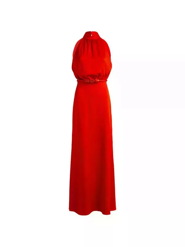 Silvia Tcherassi Damara Belted Halterneck Maxi Dress - Orange