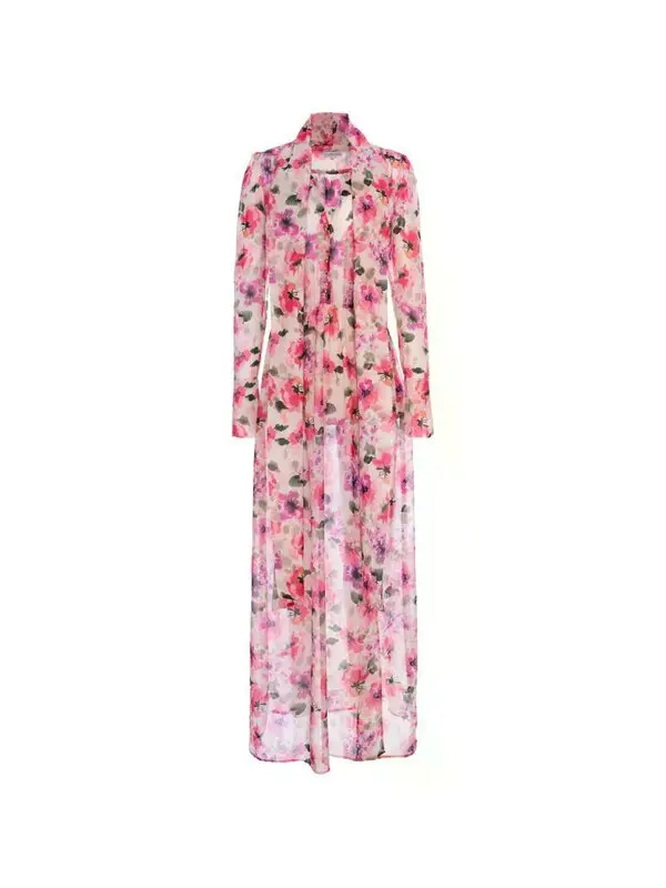 CUANNA Floral-print Pussy-bow Dress