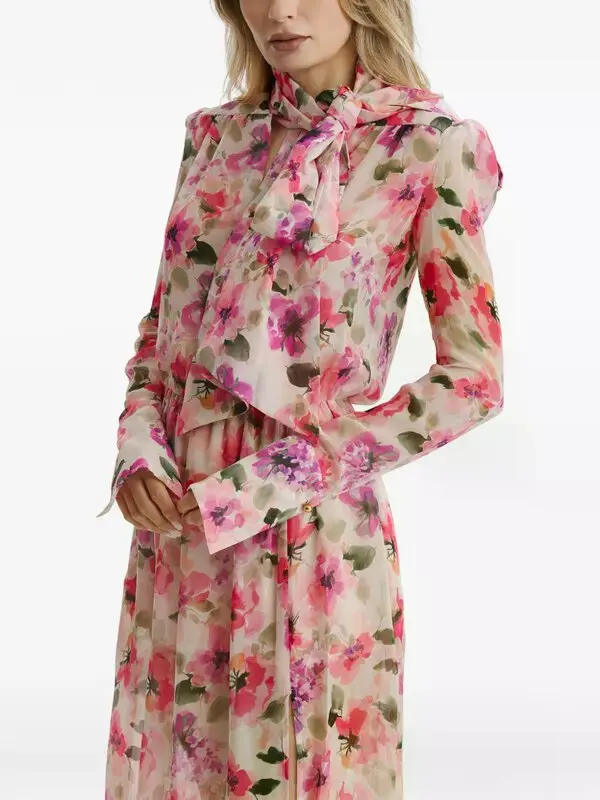 CUANNA Floral-print Pussy-bow Dress