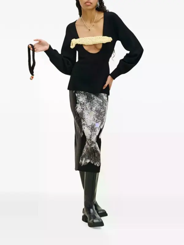 Ph5 Reflective Fish-intarsia Midi Skirt