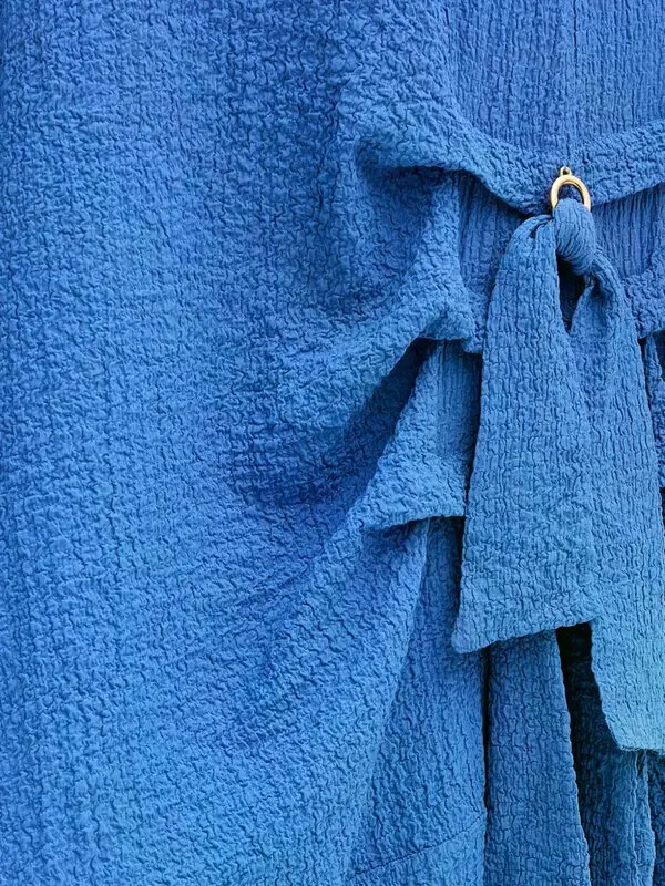 Joseph Ribkoff Textured Bow Detail Midi Dress - Blue