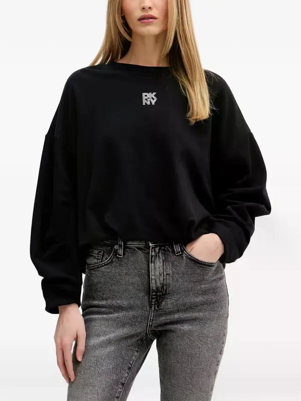 Dkny Logo-embellished Crew Neck Sweatshirt - Black
