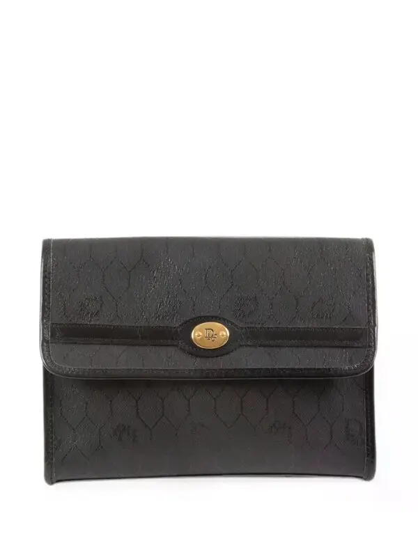 Dior 1980s Logo-print Clutch Bag - Black