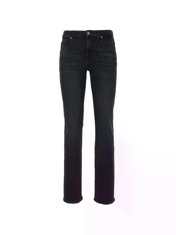 7 For All Mankind Faded-effect Straigh-leg Jeans - Black