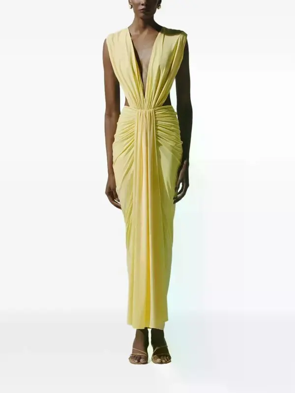 BAOBAB Pia Maxi Ruched Cutout Dress