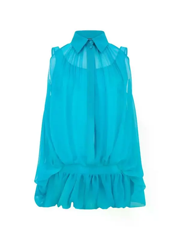 Alberta Ferretti Ruffled-hem Silk Blouse