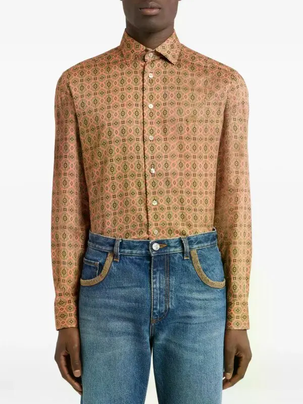 Etro Cotton Satin Shirt With Medallion Motif