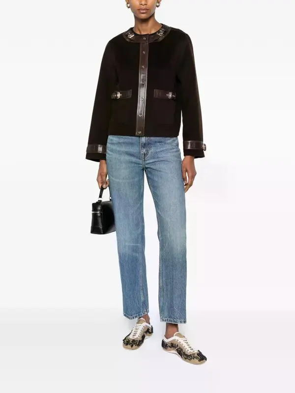 Sandro Leather-trim Buckle-detail Jacket