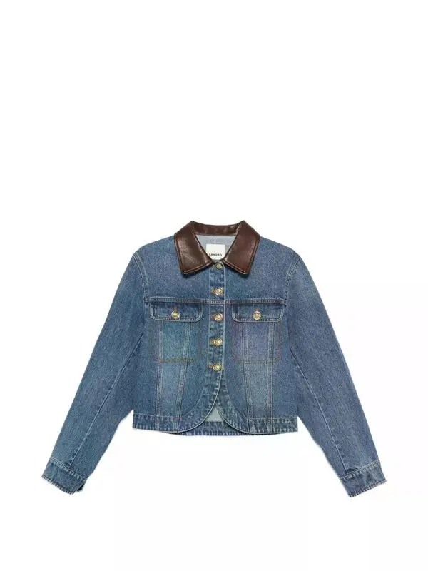 Sandro Leather-collar Button-up Denim Jacket