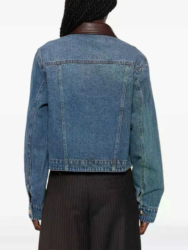 Sandro Leather-collar Button-up Denim Jacket