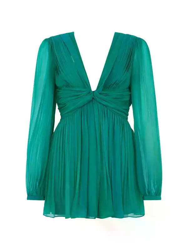Alberta Ferretti Pleated Silk-chiffon Mini Dress