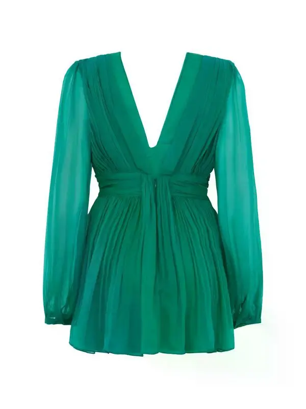 Alberta Ferretti Pleated Silk-chiffon Mini Dress