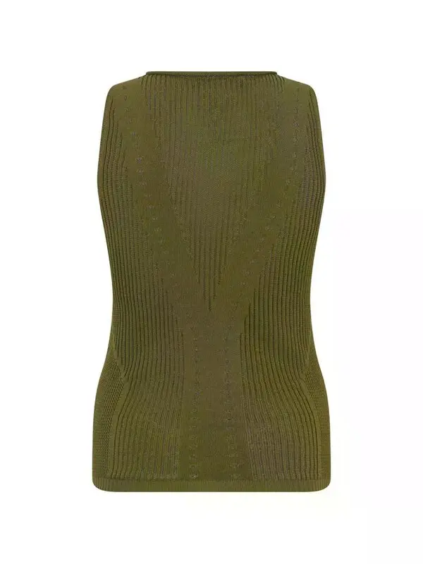 Alberta Ferretti Pointelle-knit Sleeveless Top