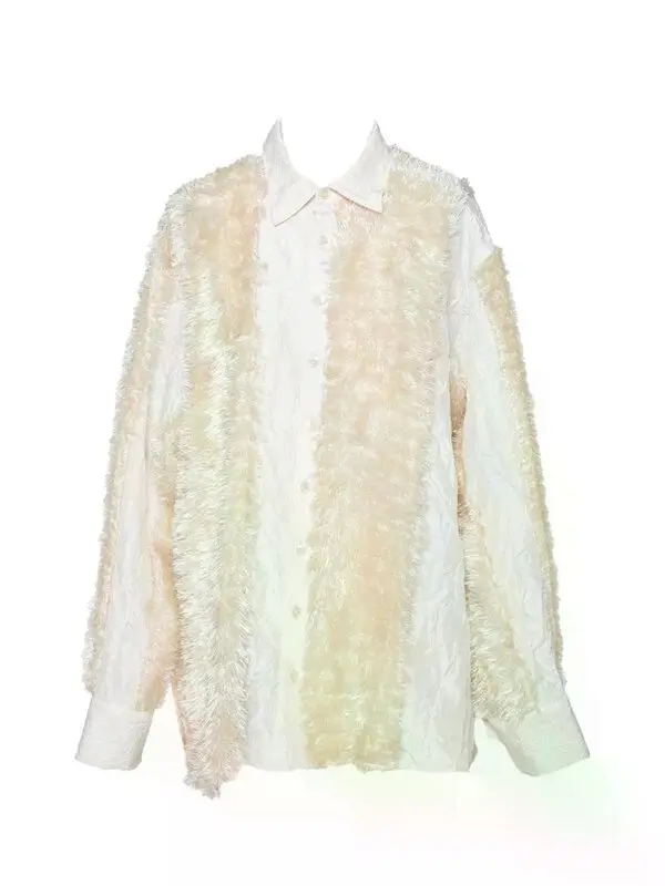 MULLER OF YOSHIOKUBO Fringed Crinkled-finish Shirt - Neutrals