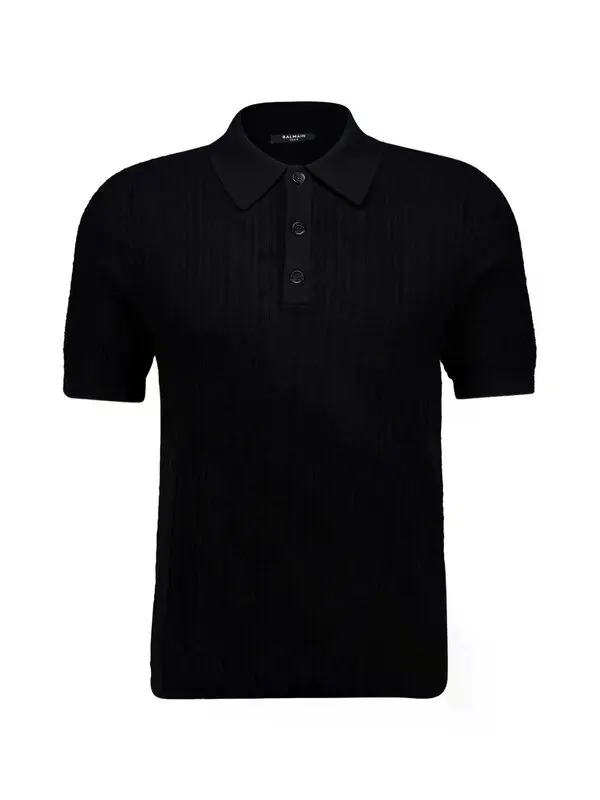 Balmain Monogram-knit Polo Shirt