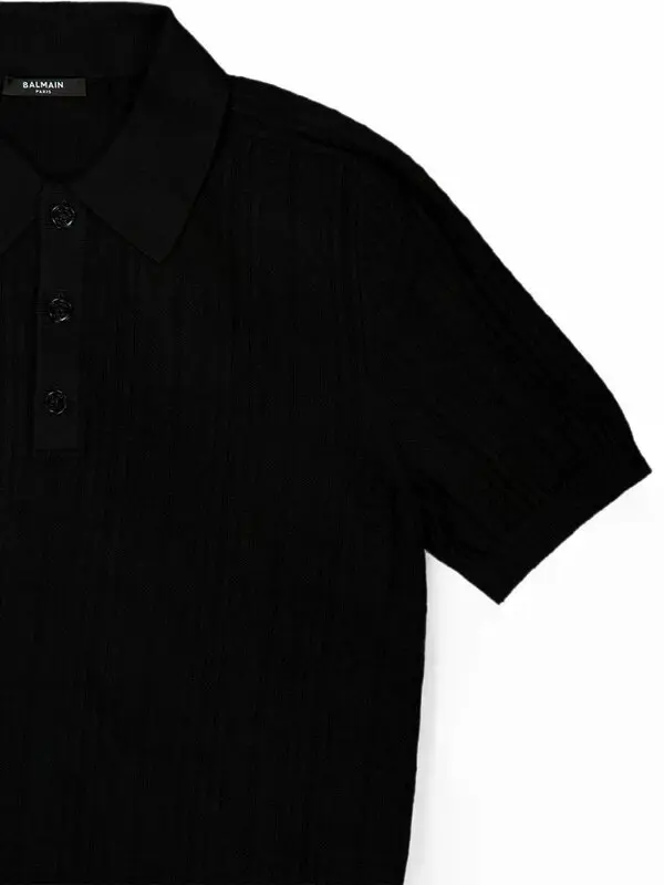 Balmain Monogram-knit Polo Shirt