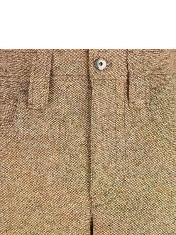 Brunello Cucinelli Virgin Wool Donegal Baggy Five-pocket Trousers With Monili - Neutrals