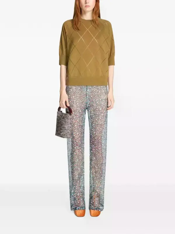 Dries Van Noten Merino Wool Ajoure Stitch Sweater - Brown
