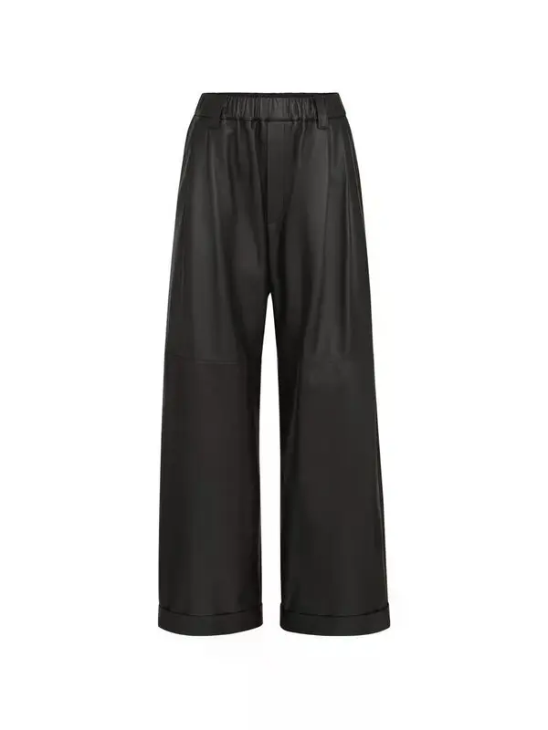 Brunello Cucinelli Nappa Leather Baggy Trousers - Black