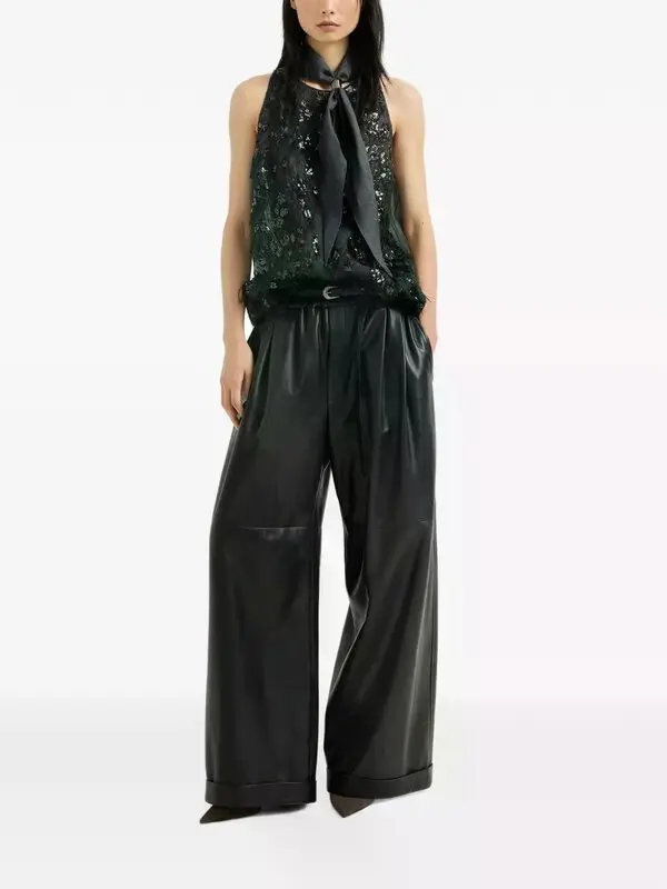Brunello Cucinelli Nappa Leather Baggy Trousers - Black