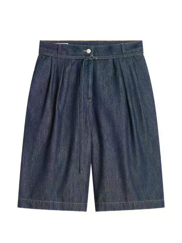 Dries Van Noten Belted Denim Shorts - Blue