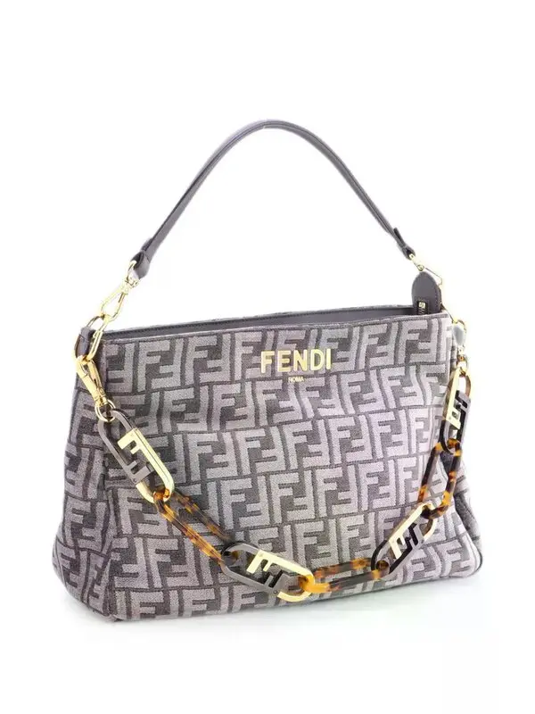 Fendi O'lock Zip Shoulder Bag Zucca Chenille Hobo Bag