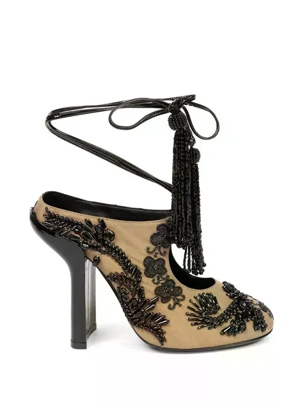Dries Van Noten Embroidered Lace-up Mules