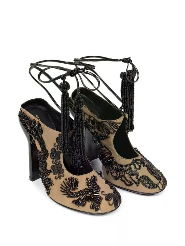 Dries Van Noten Embroidered Lace-up Mules