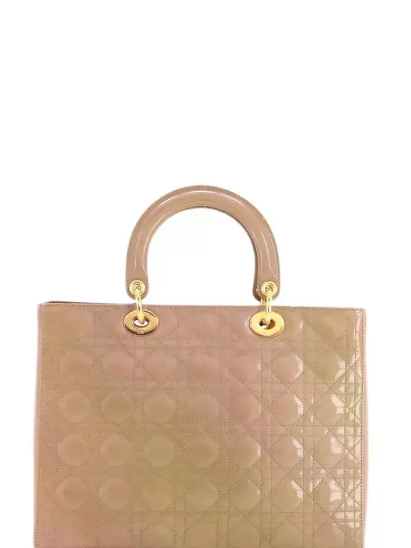 Dior Vintage Lady Quilted Patent Large Satchel - Neutrals
