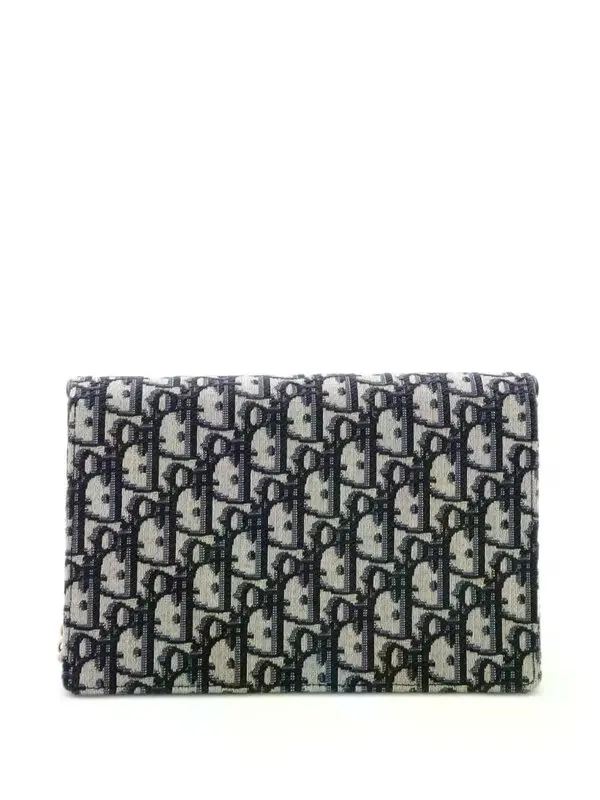 Dior Saddle Chain Oblique Canvas Clutch Bag - Blue