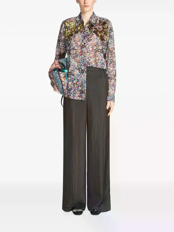 Dries Van Noten Wide Leg Cupro Pants