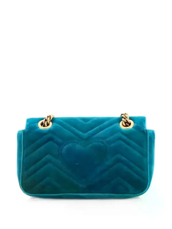 Gucci Gg Marmont Matelassé Velvet Small Shoulder Bag - Blue