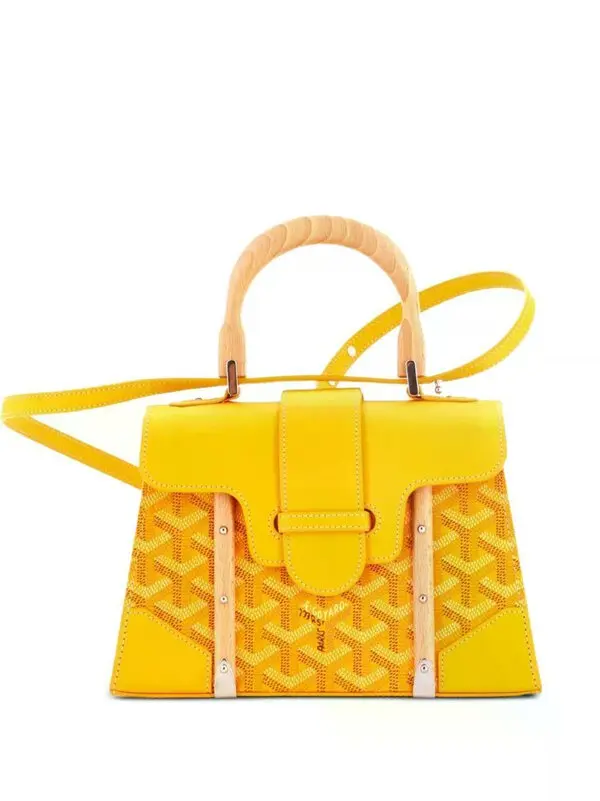 Goyard Structured Saigon Top Handle Bag Coated Canvas With Leather Mini Satchel - Yellow