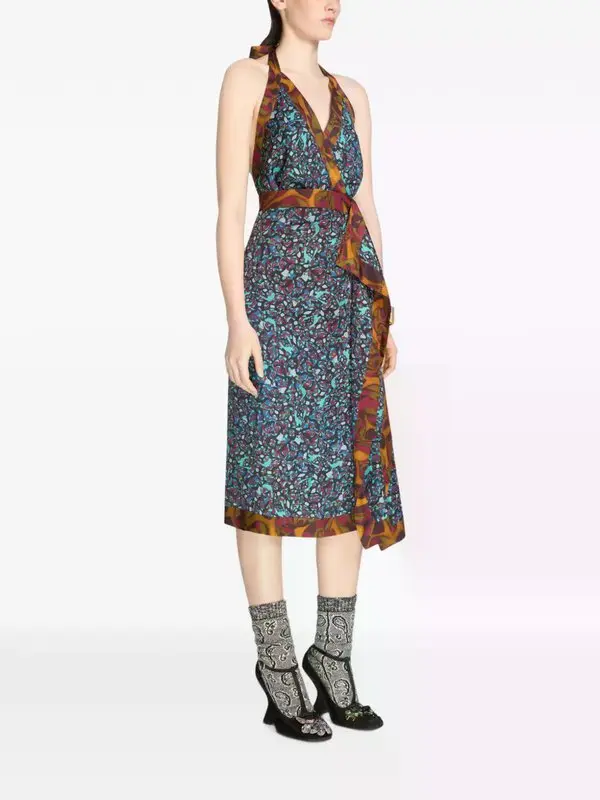 Dries Van Noten Halterneck Viscose Dress