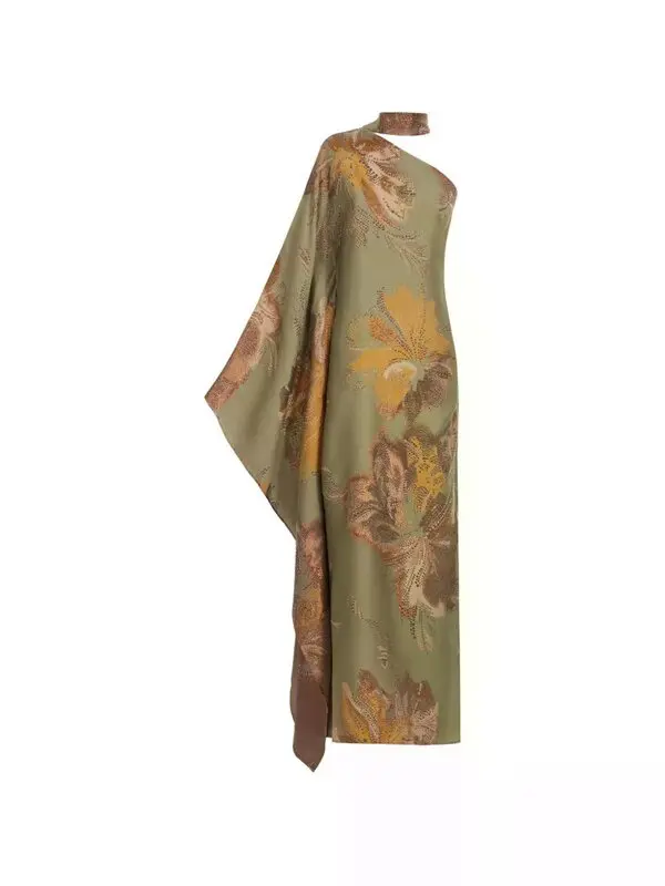 TALLER MARMO Hardison Bloom One Shoulder Gown - Green