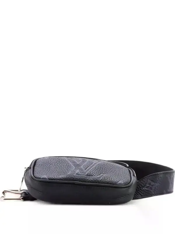 LOUIS VUITTON Signature Pocket Monogram Shadow Giant Taurillon Leather Belt Bag - Black