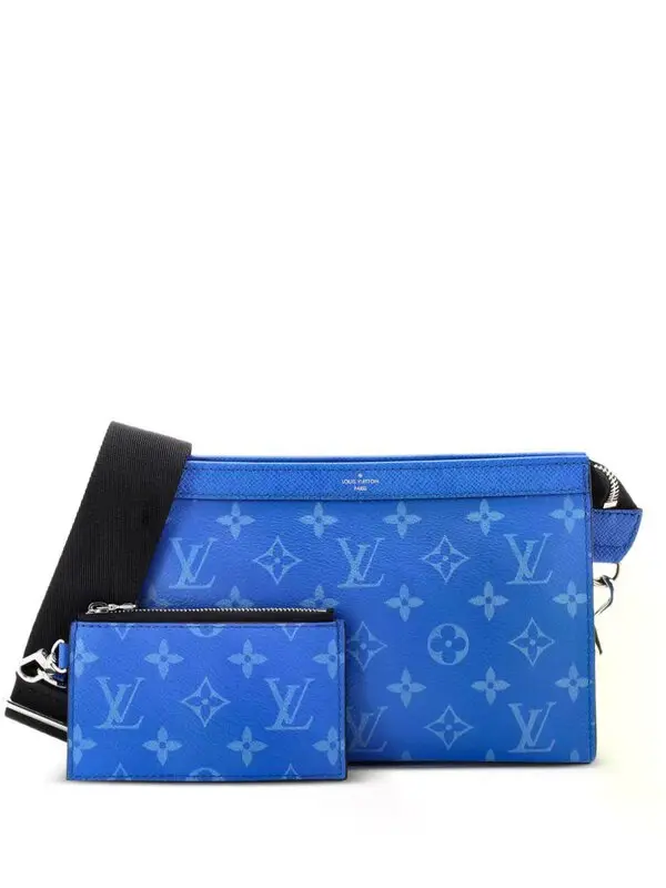 LOUIS VUITTON Gaston Wearable Wallet Monogram Taigarama Crossbody Bag - Blue