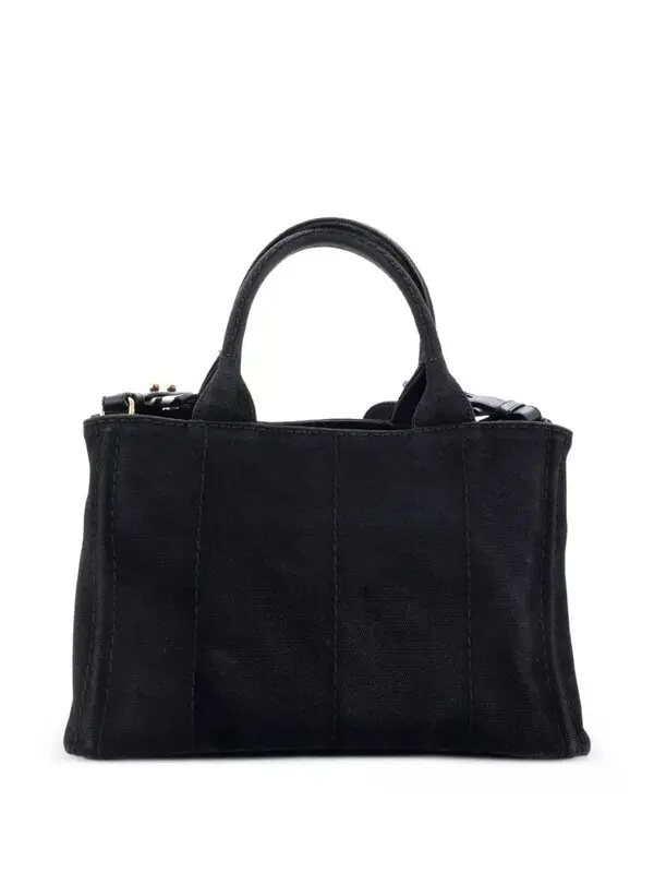 Prada Canapa Convertible Canvas Mini Tote Bag - Black
