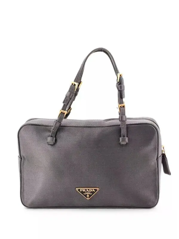 Prada Triangle Logo Cerniera Top Handle Bag Satin Satchel