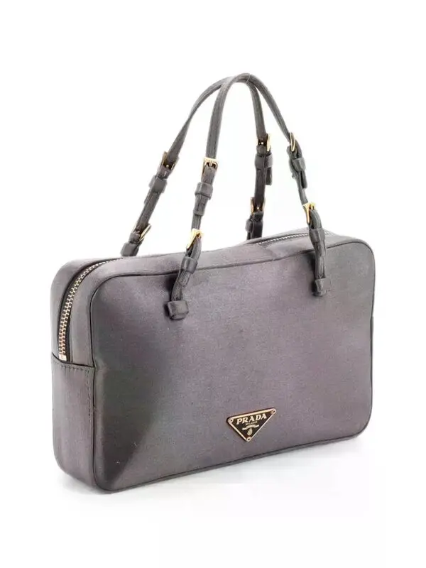 Prada Triangle Logo Cerniera Top Handle Bag Satin Satchel
