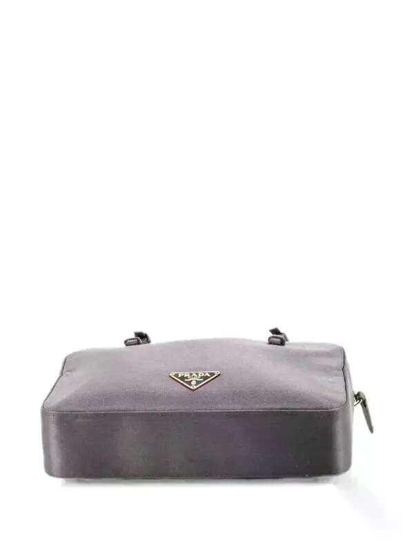 Prada Triangle Logo Cerniera Top Handle Bag Satin Satchel