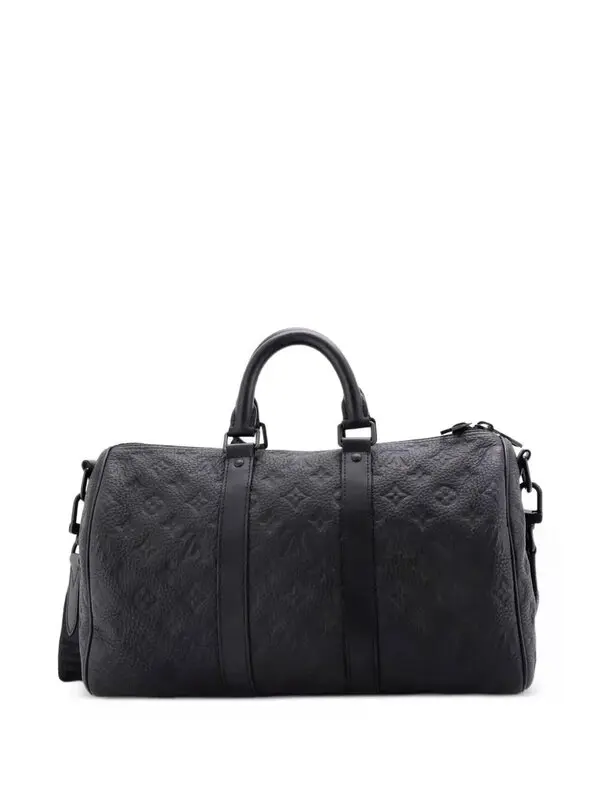 LOUIS VUITTON Keepall Bandouliere 35 Monogram Taurillon Leather Travel Bag - Black
