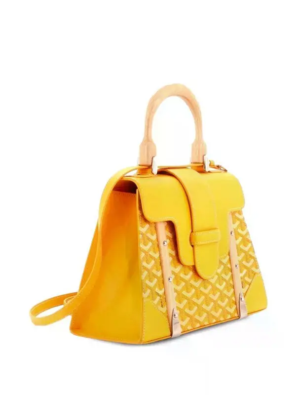 Goyard Saigon Top Handle Bag In Coated Canvas And Leather - Yellow