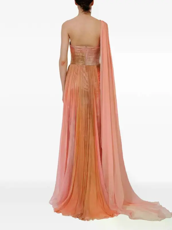 IRIS SERBAN Alicia Pleated One-shoulder Maxi Dress