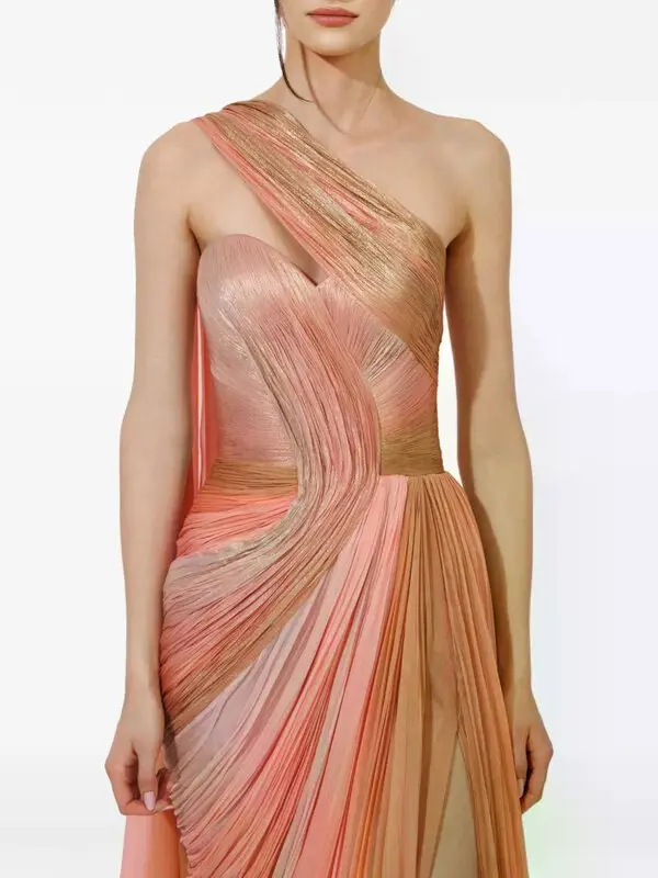 IRIS SERBAN Alicia Pleated One-shoulder Maxi Dress