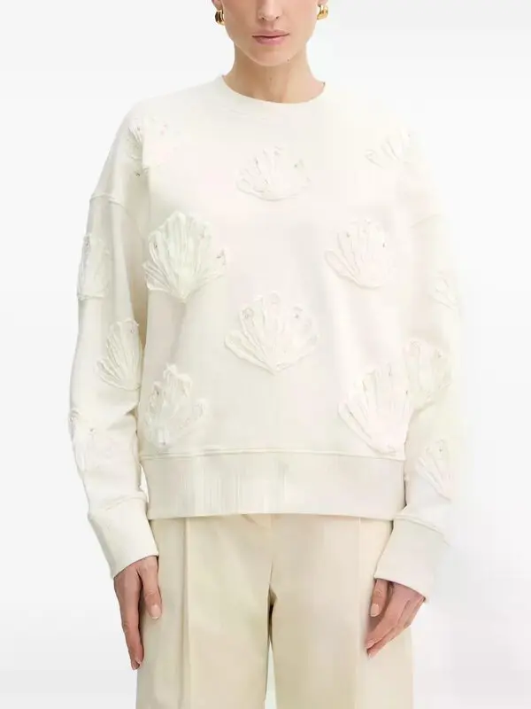 FORTE_FORTE Shell Appliqué Crewneck Sweatshirt - White