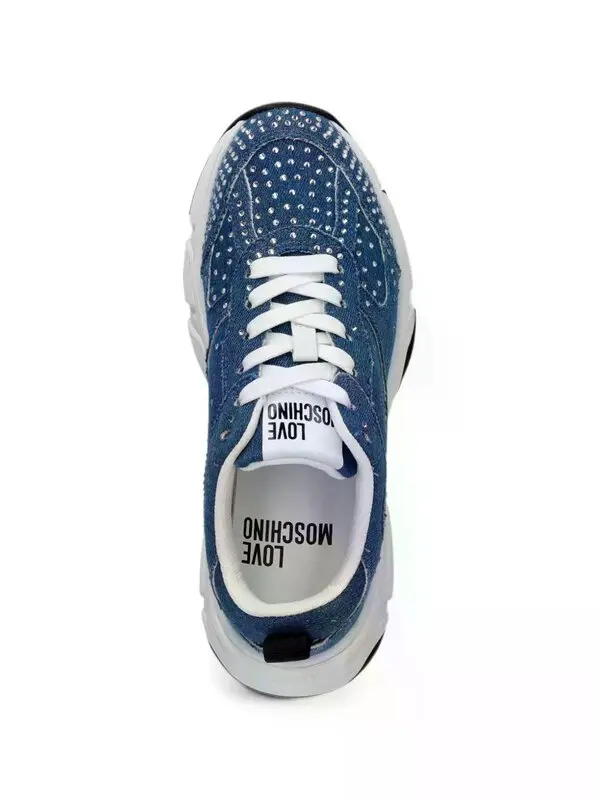 Moschino Rhinestone Embellished Denim Sneakers