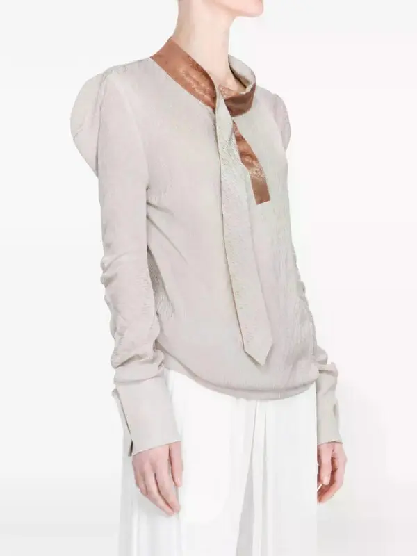 KIKO KOSTADINOV Tie-detail Ruched Blouse - Neutrals