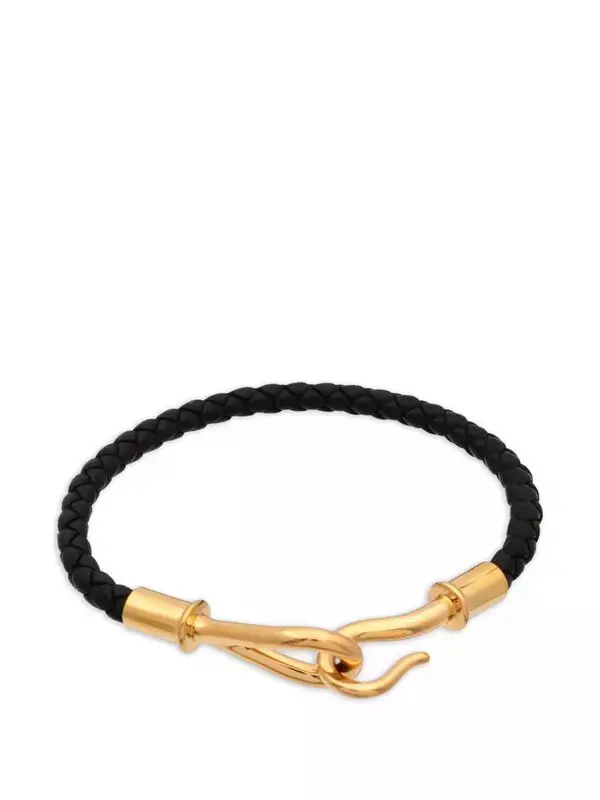 Hermès Jumbo H Braided Leather Bracelet - Gold